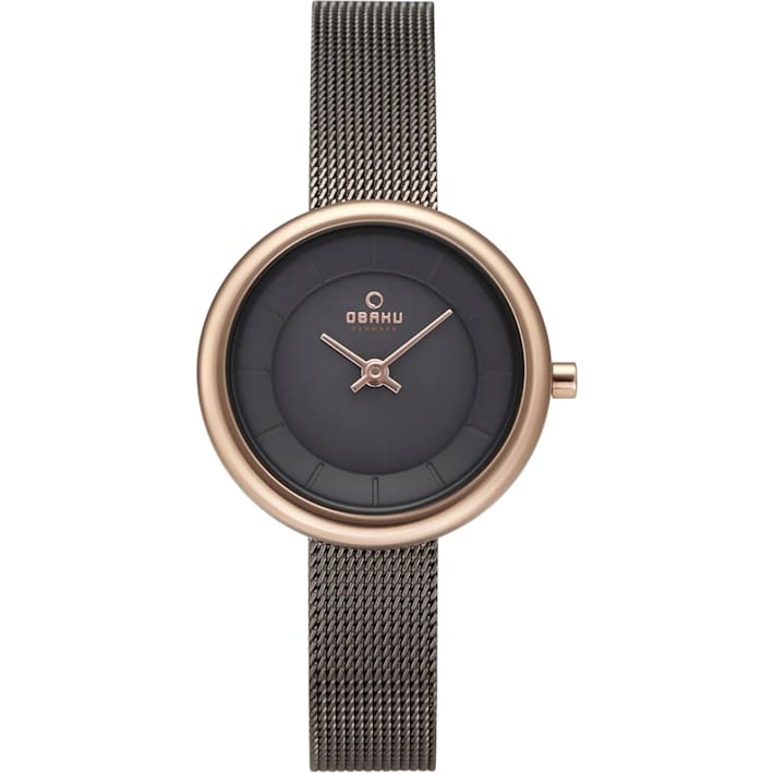 Obaku Women's Classic Black Dial Gunmetal Stainless Steel Mesh Band ...
