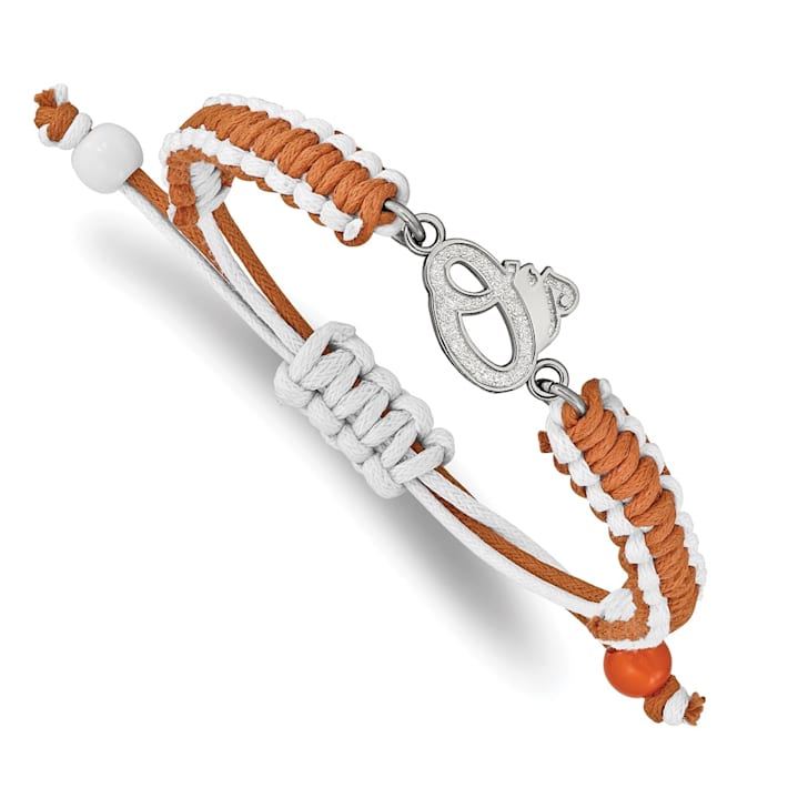 Stainless Steel MLB LogoArt Baltimore Orioles Adjustable Cord Bracelet ...