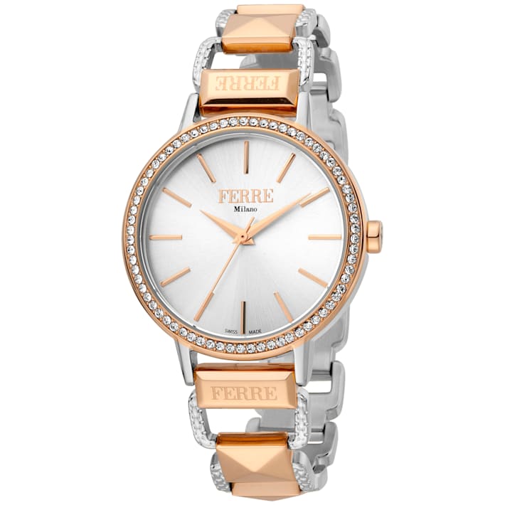 Ferre Milano Women's Classic White Dial Two-tone Stainless Steel Watch ...