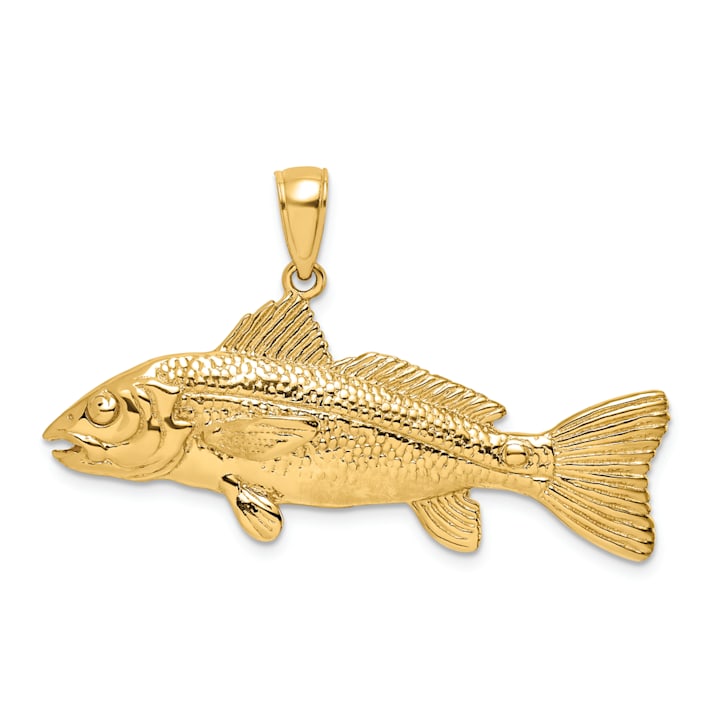 14k Yellow Gold Textured Red Fish Pendant - 15Q0WA