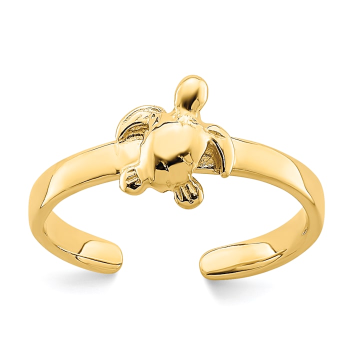 14K Yellow Gold Adjustable Sea Turtle Toe Ring - 11K91A