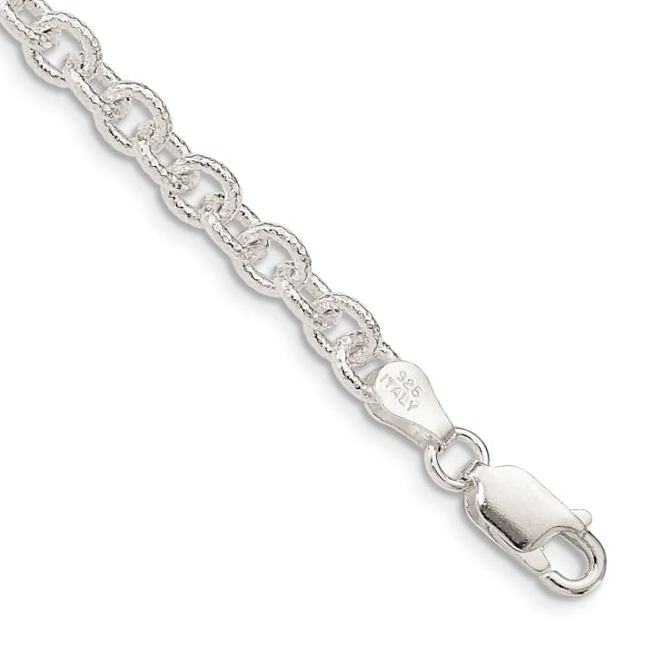 Sterling Silver 4.55mm Fancy Patterned Rolo Chain Bracelet - 148VVA