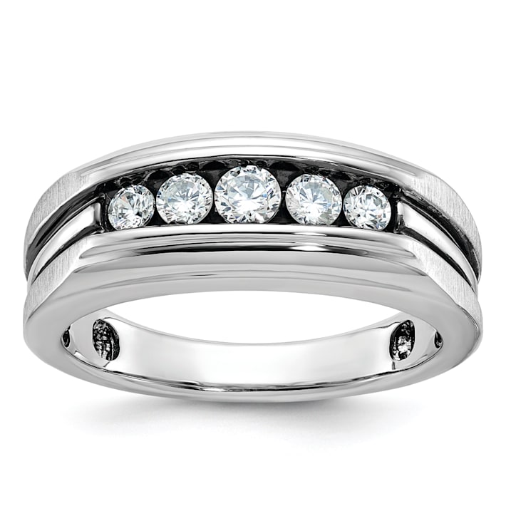 Rhodium Over 10K White Gold with Black Rhodium Men's Satin Diamond Ring ... Rhodium Over 10K White Gold with Black Rhodium Men's Satin Diamond Ring ...