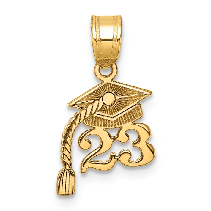 14K Yellow Gold Graduation Cap 23 with Dangling Tassle Charm - 174Y4A