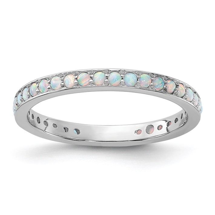 Sterling Silver Stackable Expressions Lab Created Opal Ring 0.87ctw ...
