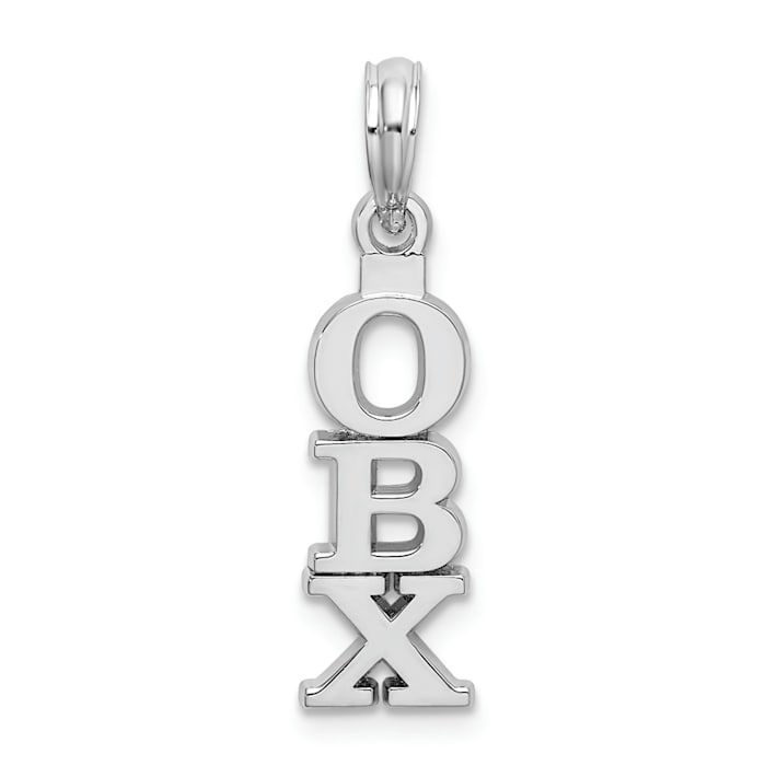 Rhodium Over Sterling Silver Polished Vertical OBX Pendant - 11PWBA