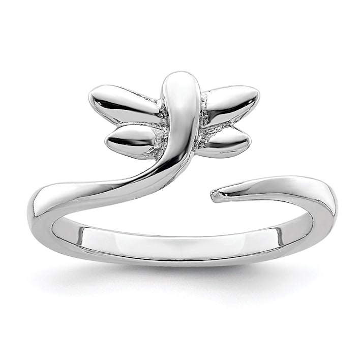 Rhodium Over Sterling Silver Dragonfly Toe Ring - 1JBXFA