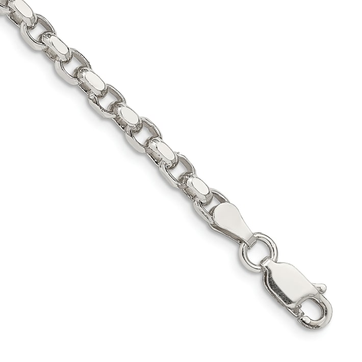 Sterling Silver 3.5mm Diamond-cut Rolo Chain Bracelet - 1Z842B