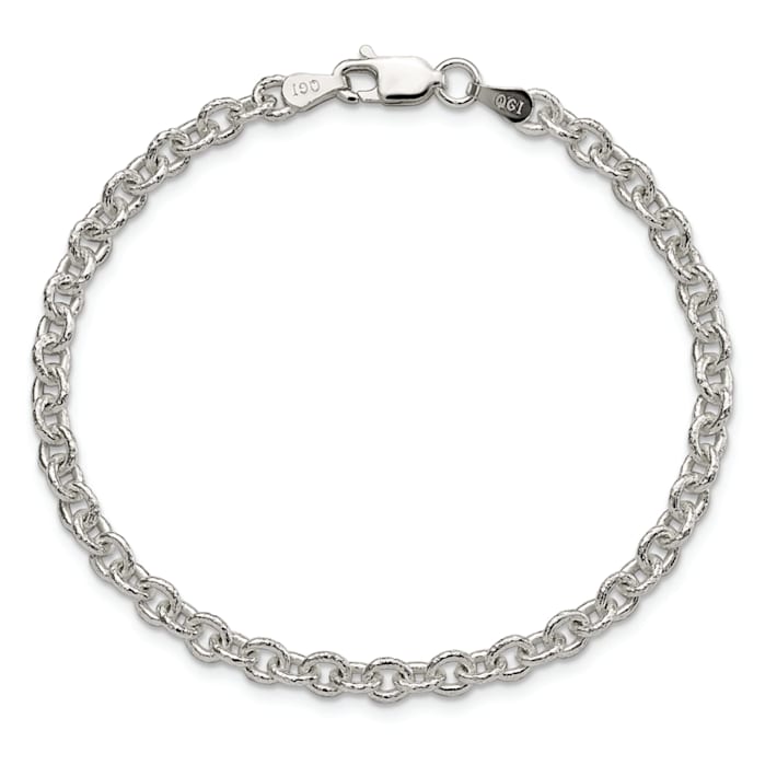 Sterling Silver 3.75mm Fancy Rolo Chain Bracelet - 17WFRA