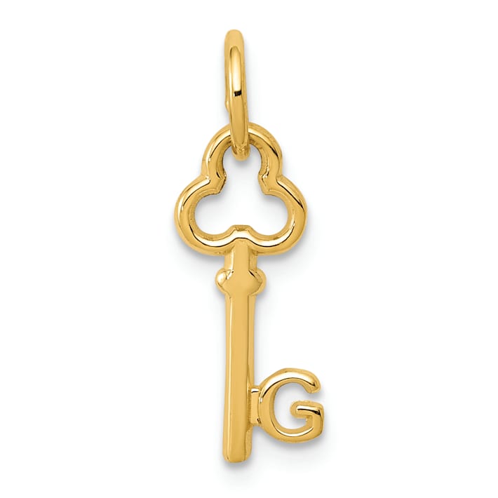 14k Yellow Gold Key Letter G Initial Charm - 12KW5G
