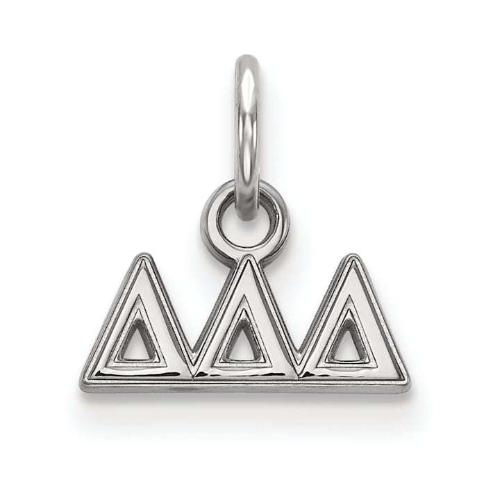 Rhodium Over Sterling Silver LogoArt Delta Delta Delta Extra Small ...