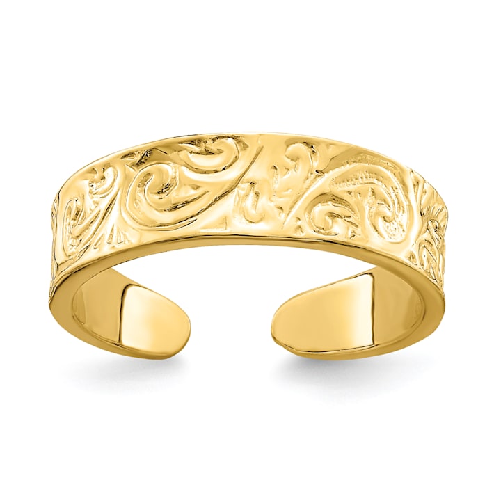 14K Yellow Gold Adjustable Scroll Pattern Toe Ring - 1261VA
