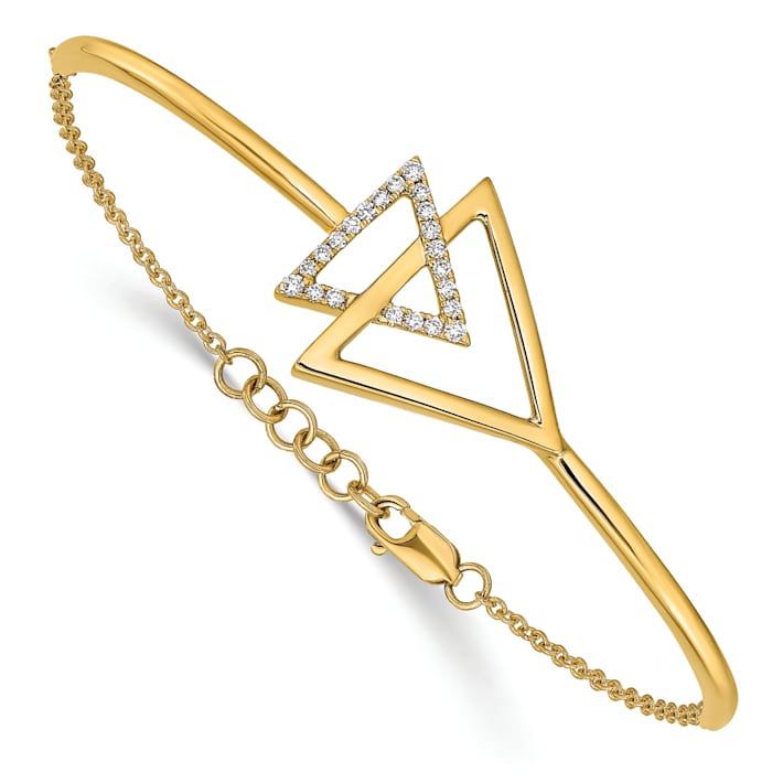 14k Yellow Gold Polished Triangle Diamond Bracelet - 1193LA
