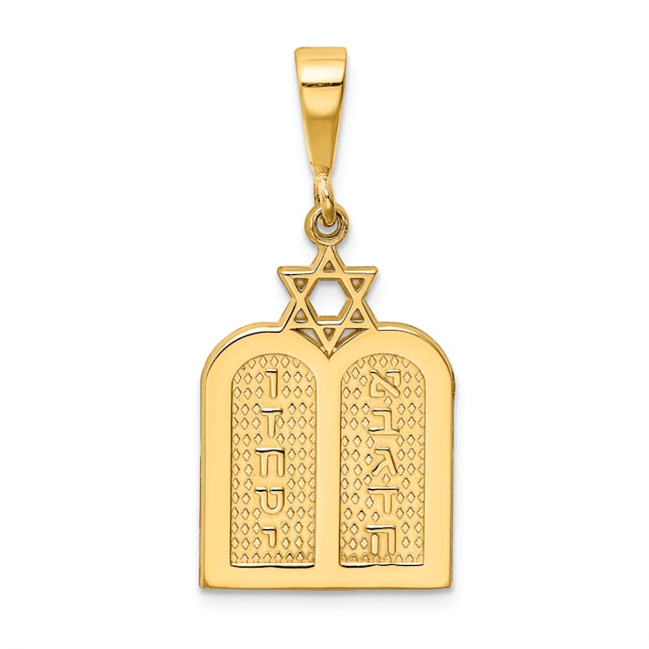 14k Yellow Gold Polished and Textured 10 Commandment Tablets with Star ...