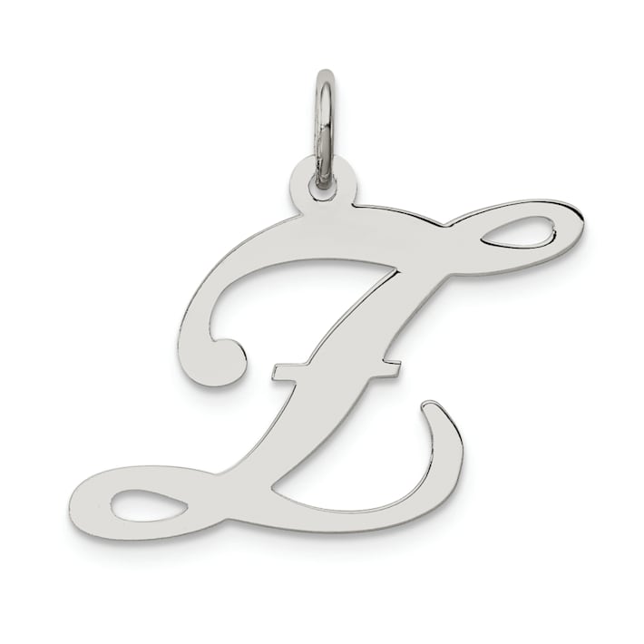 Rhodium Over Sterling Silver Fancy Script Letter Z Initial Charm - 13RH5Z