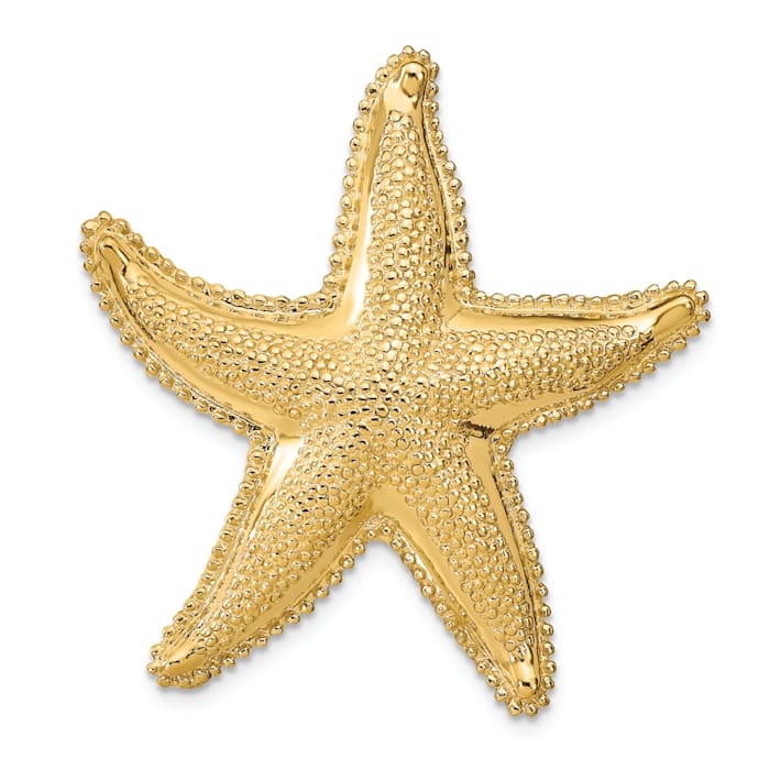14k Yellow Gold Textured Fits Up To 6mm and 8mm Starfish Slide Pendant ...