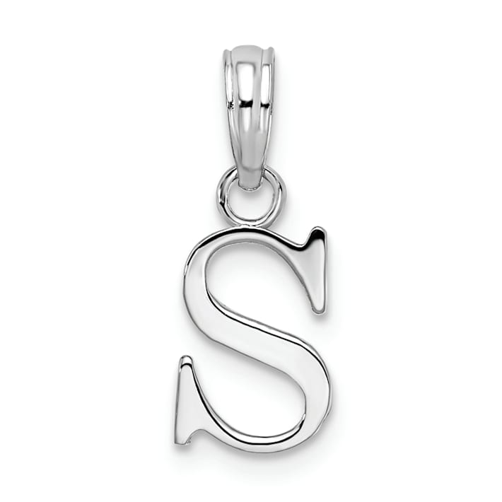 Sterling Silver Polished Block Initial -S- Pendant - 116Y4S