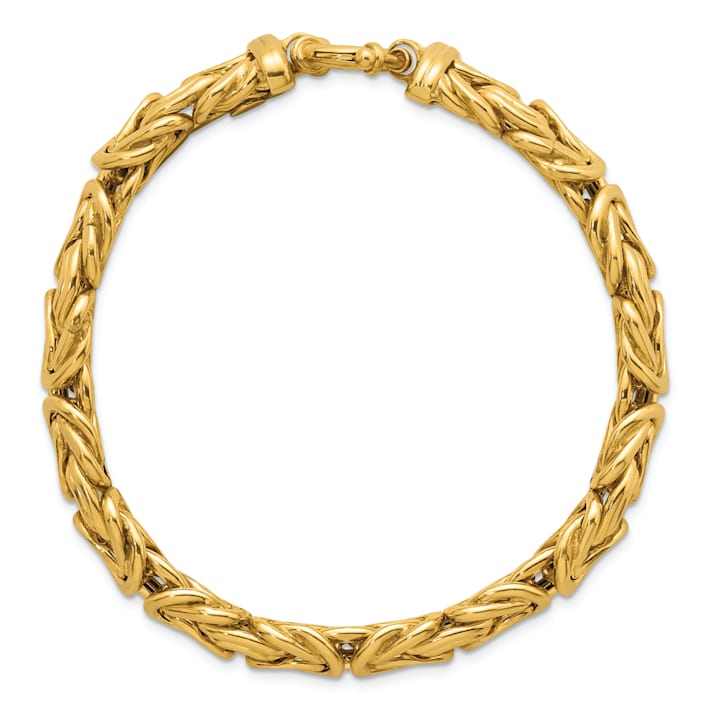 14K Yellow Gold 13.3mm Byzantine 8 Inch Bracelet - 13NQDA