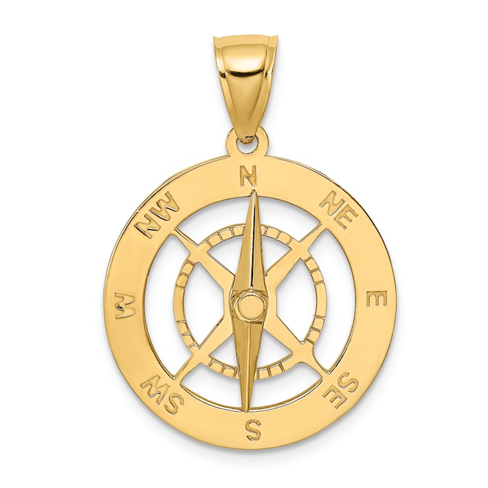 14k Yellow Gold Nautical Compass with Moveable Needle Charm - 172LSA