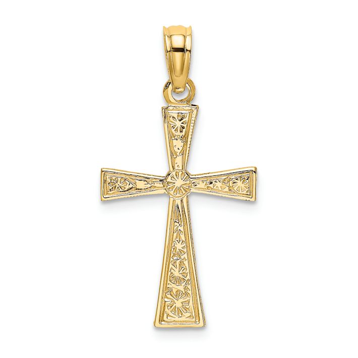 14k Yellow Gold Textured Cross with Flared Tips Charm - 13Z5VA