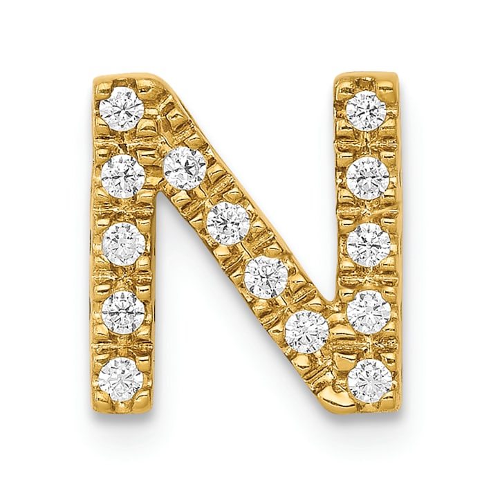 14K Yellow Gold Diamond Letter N Initial Charm - 14X5ZAN