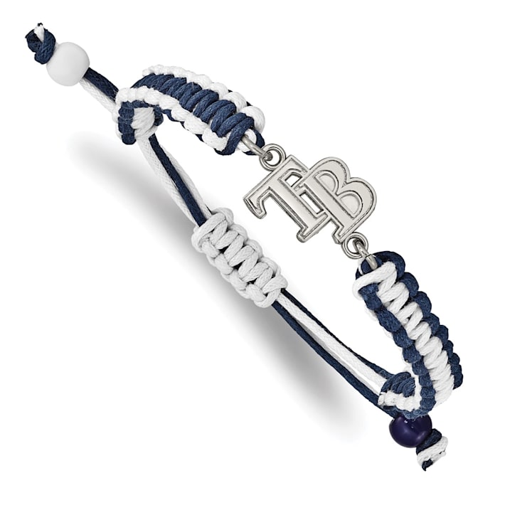 Stainless Steel MLB LogoArt Tampa Bay Rays Adjustable Cord Bracelet ...