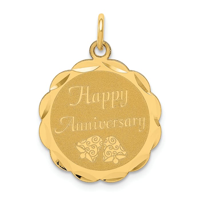 14k Yellow Gold Textured Happy Anniversary Charm - 152FHA