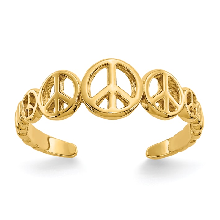14K Yellow Gold Peace Sign Toe Ring - 1BYJ9A