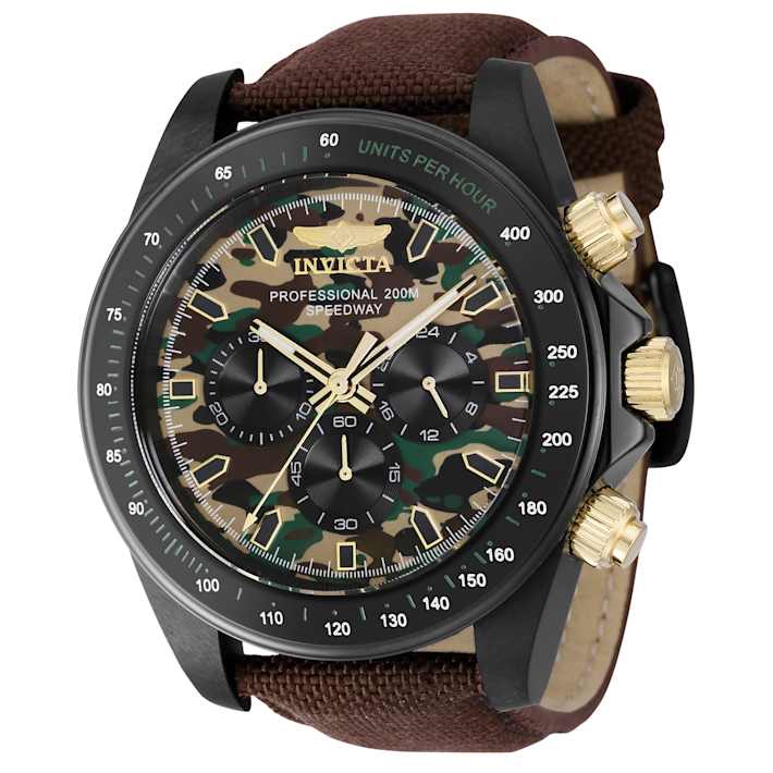 Invicta Speedway 50mm Camouflage, Green Dial Cordura Band Quartz Watch ...