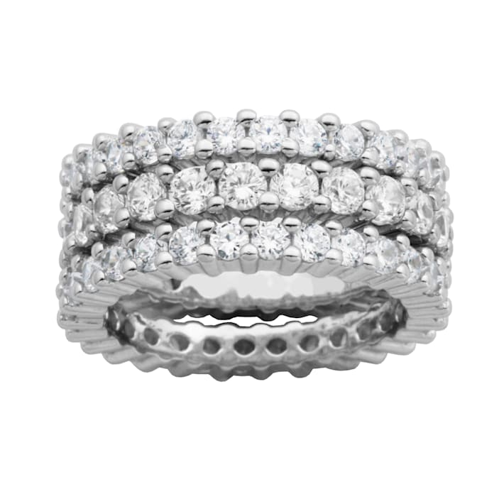 White Cubic Zirconia Rhodium Over Sterling Silver 3 Set Stackable Rings 6.11ctw - 178R5A