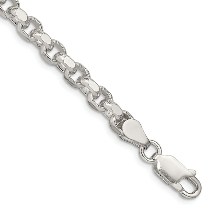 Sterling Silver 4mm Diamond-cut Rolo Chain Bracelet - 15ZG1B