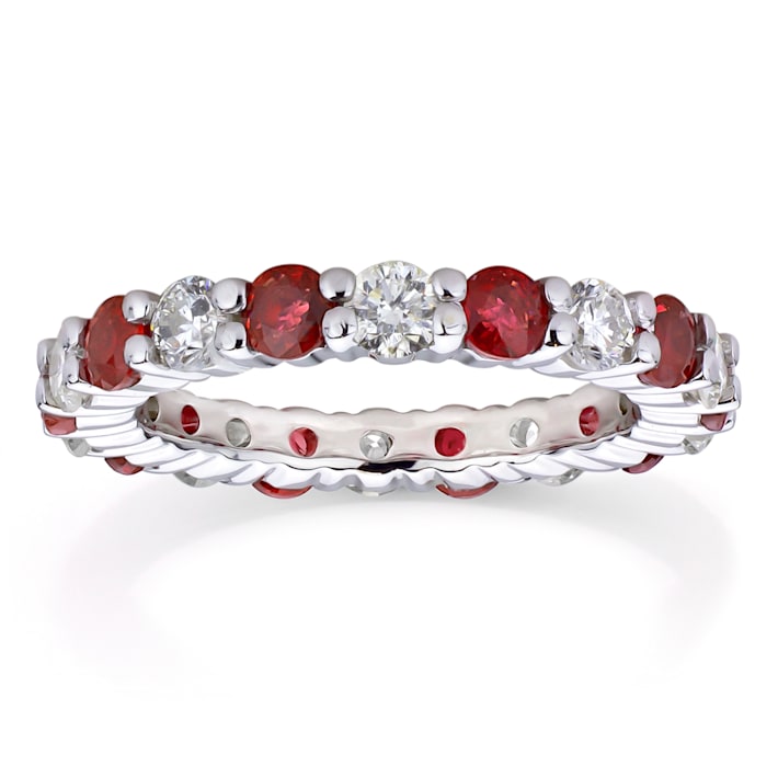 2.20ctw Ruby and Diamond Eternity Band Ring in 14k White Gold - 120BTB
