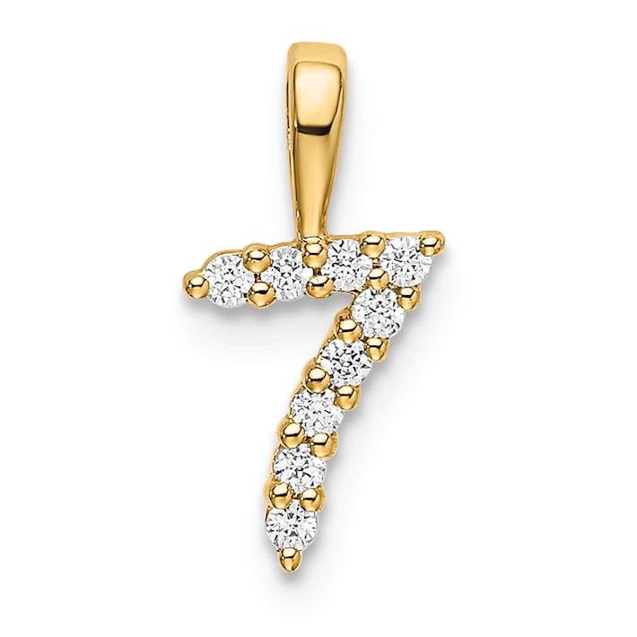 14k Yellow Gold Diamond Number 7 Pendant - 11XKJV