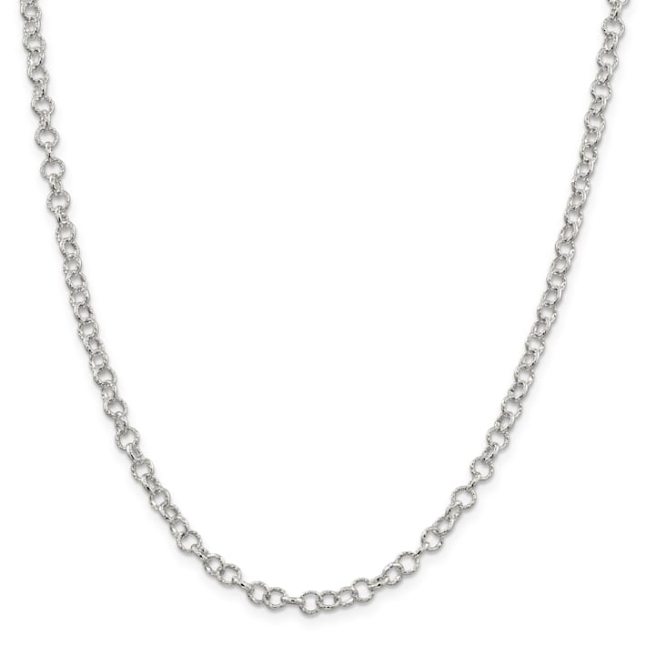 Sterling Silver 4.55mm Fancy Patterned Rolo Chain Necklace - 16ZFDD