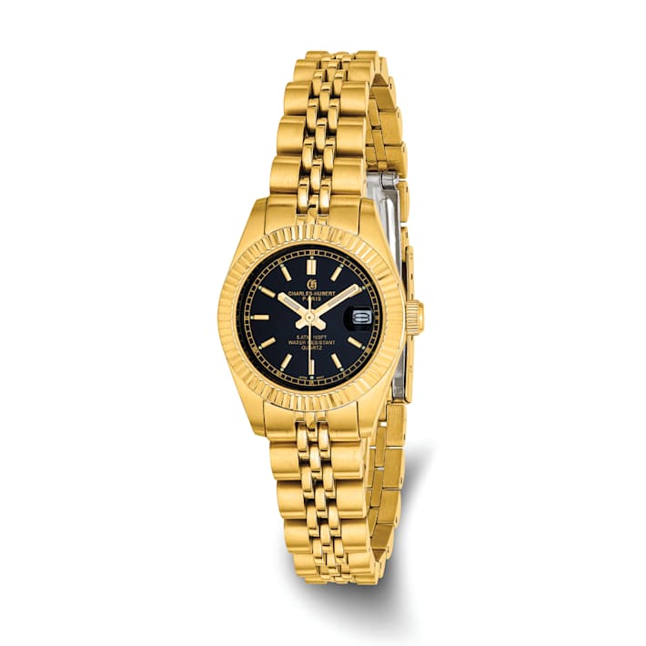 Ladies Charles Hubert IP-plated Stainless 26mm Black Dial Watch - 12Q2MA