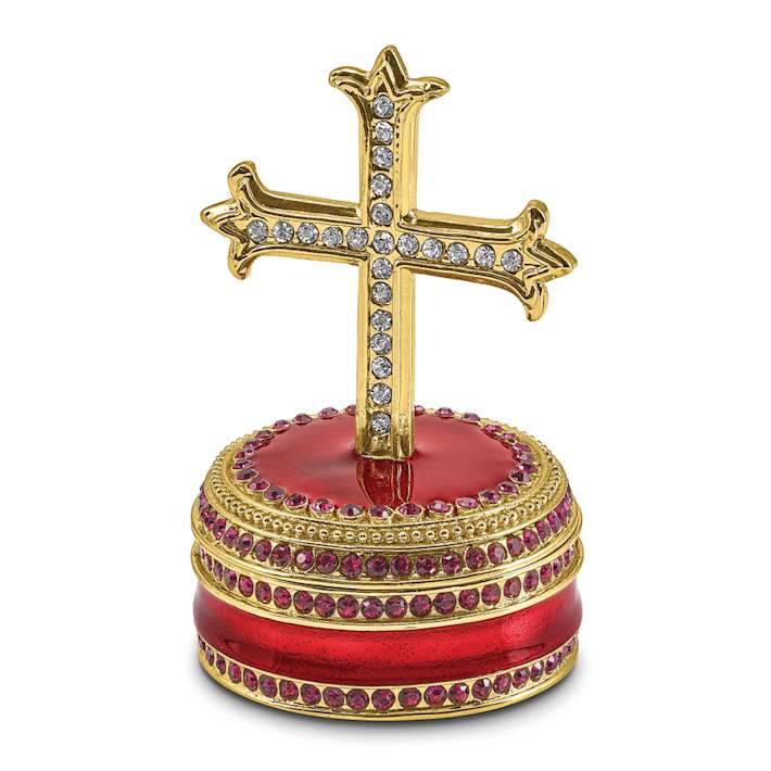 REVERENCE Cross on Round Trinket Box - 11Z77A