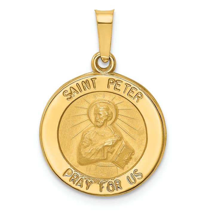 14k Yellow Gold Polished and Satin Saint Peter Medal Pendant - 19320A