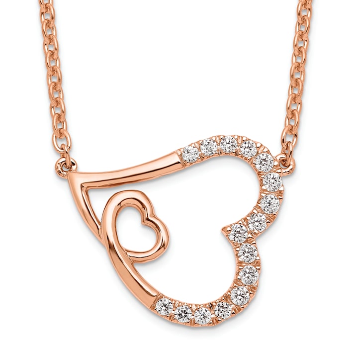 14K Rose Gold Lab Grown Diamond VS/SI GH, Intertwined Hearts Necklace ...