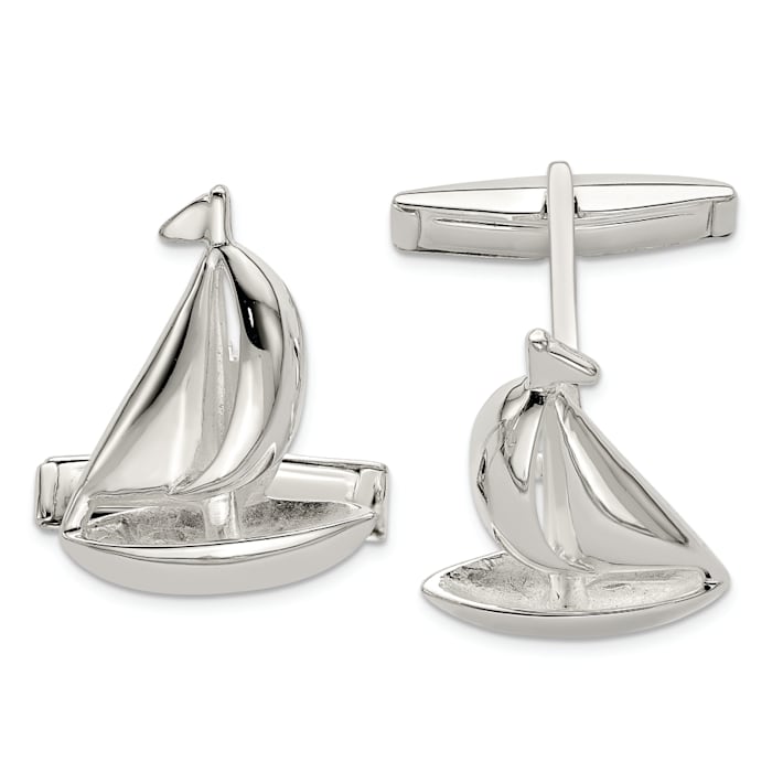 Sterling Silver Sail Boat Cuff Links - 1C25FA