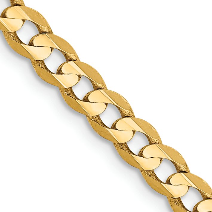 14k Yellow Gold 3.8mm Solid Open Concave Curb 28 Inch Chain - 1C8B5C