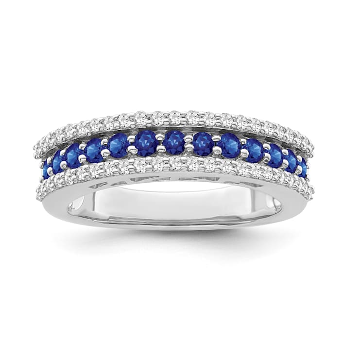 Sterling Silver Diamond and Sapphire Ring 0.75ctw - 12XDPA