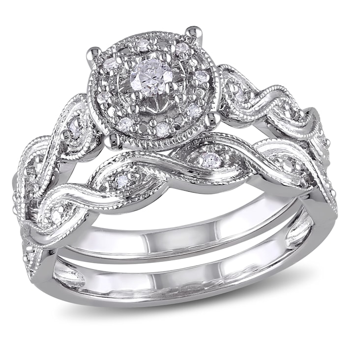 1/5 CT TW Diamond Infinity Filigree Bridal Set in Sterling Silver - 11HZQA