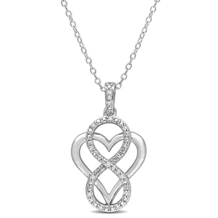 Diamond Infinity Heart Pendant with Chain in Sterling Silver - 18F1YA