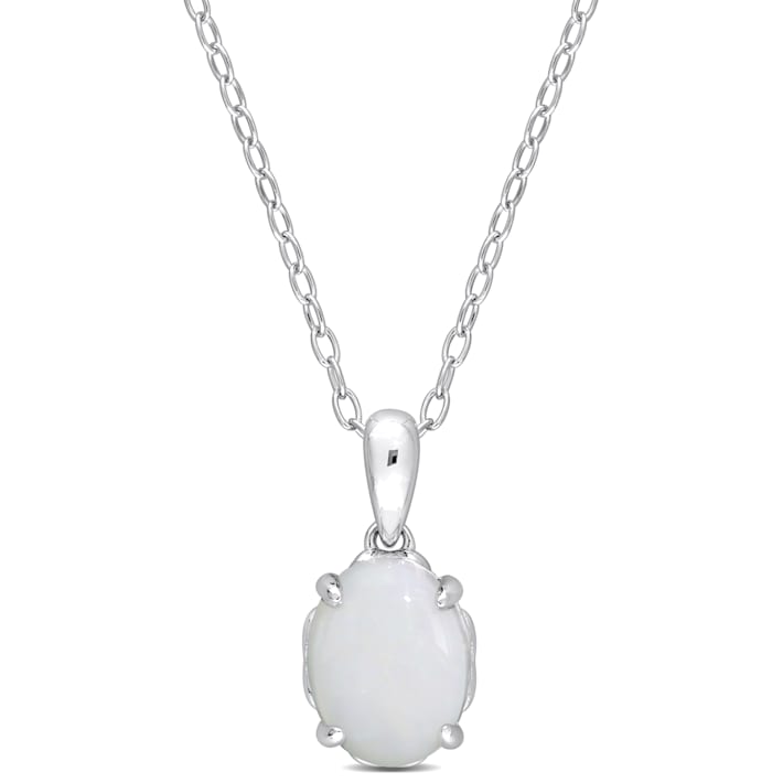 1 CT TGW Opal Solitaire Pendant With Chain in Sterling Silver - 121VHA