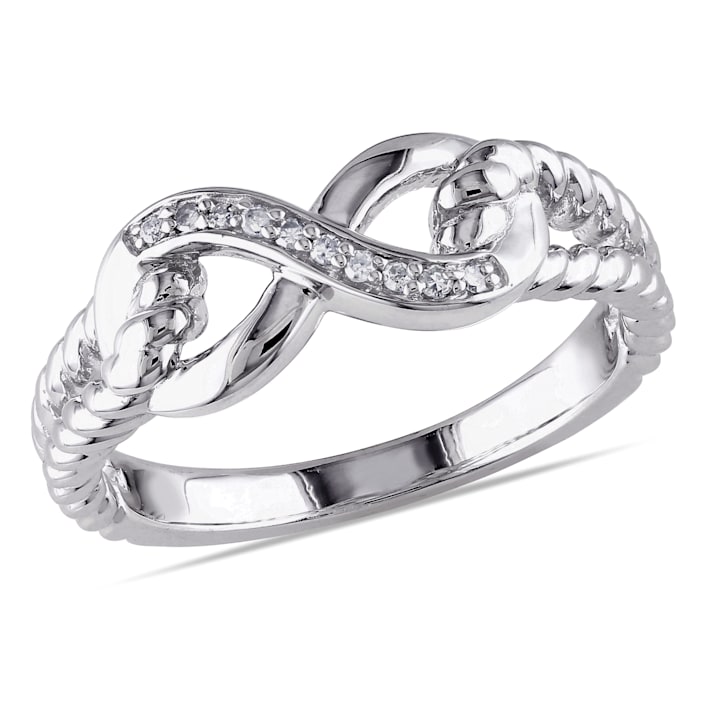 Diamond Infinity Link Ring in Sterling Silver - 124RYA