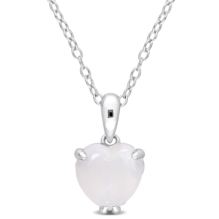 1 1/5 CT TGW Opal Solitaire Pendant With Chain in Sterling Silver - 13K83A