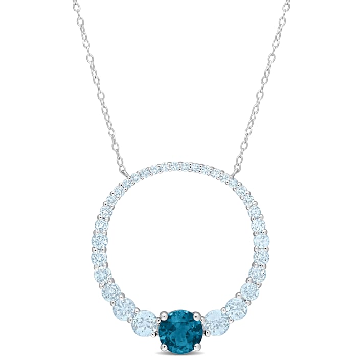 3 7/8 CT TGW Sky Blue and London Blue Topaz Graduated Open Circle ...