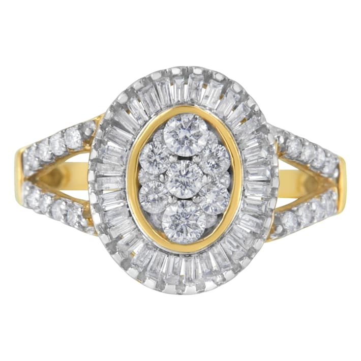 10kt Yellow Gold Diamond Cocktail Ring (1 cttw, H-I Color, SI2-I1 ...