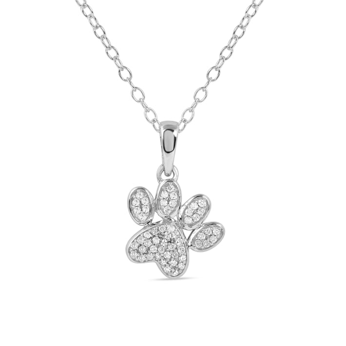 1/8ct TDW Diamond Dog Paw Pendant Necklace in Silver - 12XN2A