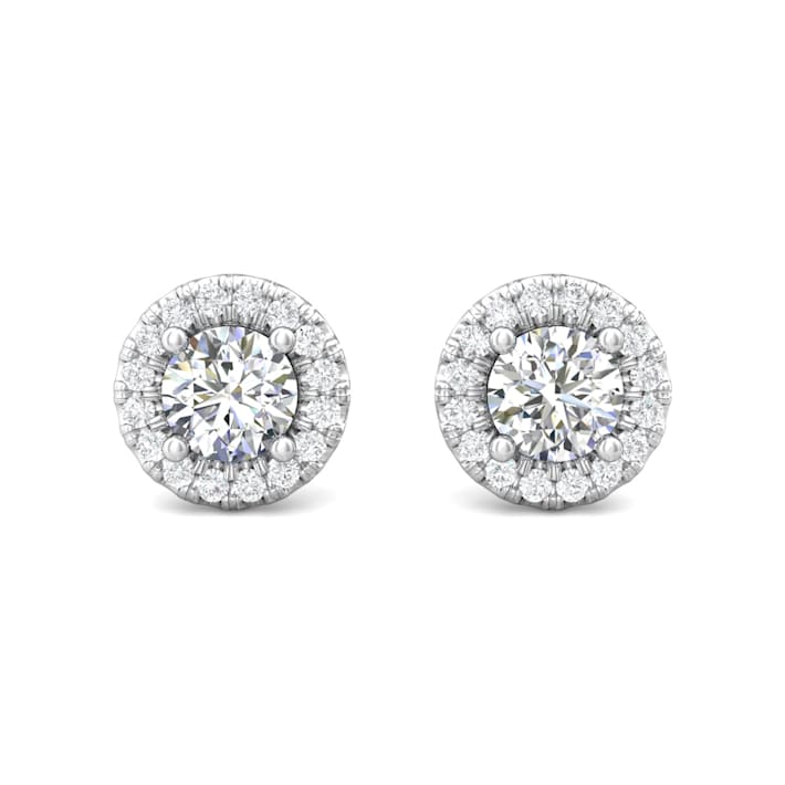 14K Gold Lab Grown Diamond Halo Stud Earrings 1.20ctw - 1CF4QA
